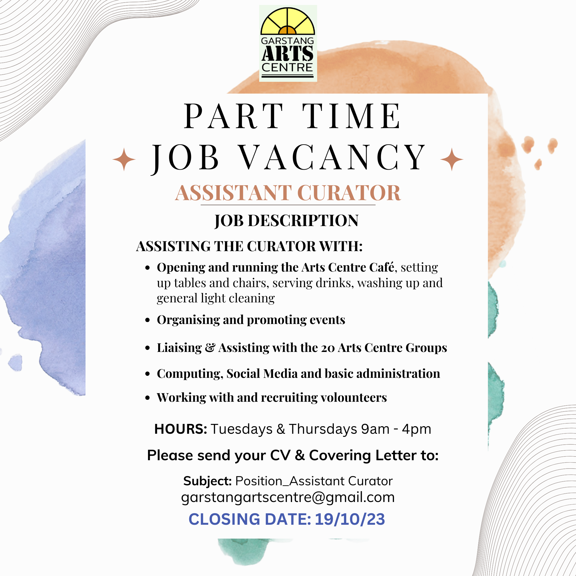 Part Time Job Vacancy – Garstang Arts Centre